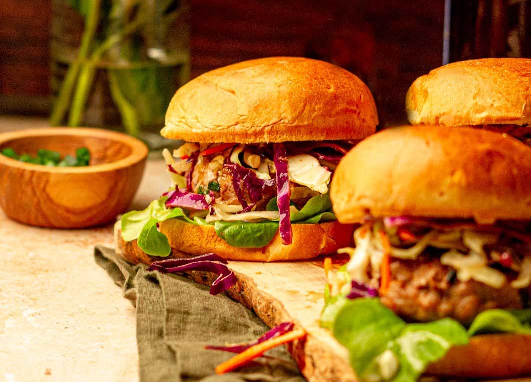 Pork Burgers With Tangy Slaw Thomas Farms